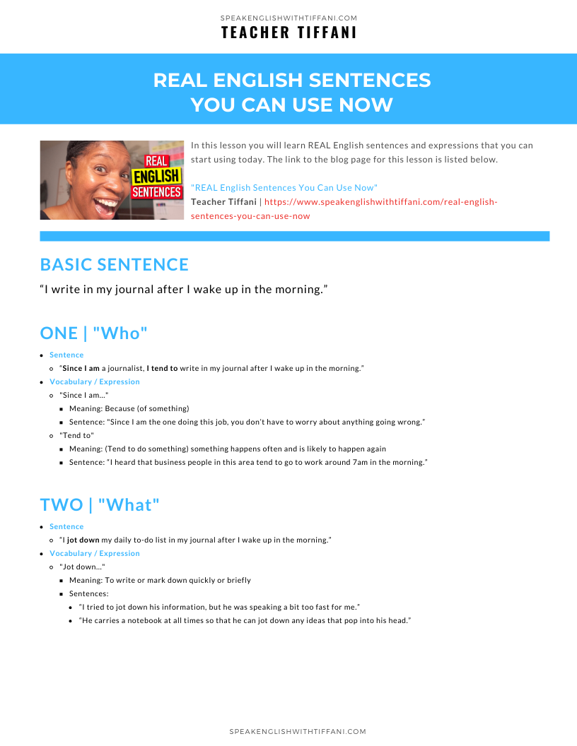 REAL English Sentences You Can Use Now - Speak English with Tiffani